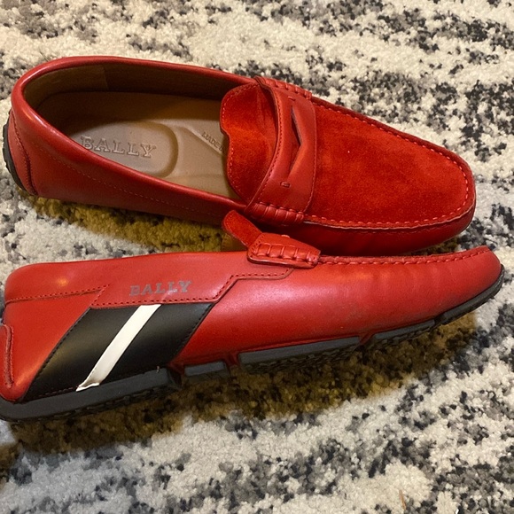 Bally | Shoes | Bally Mens Red Piotre Leathersuede With Blackwhite Web ...